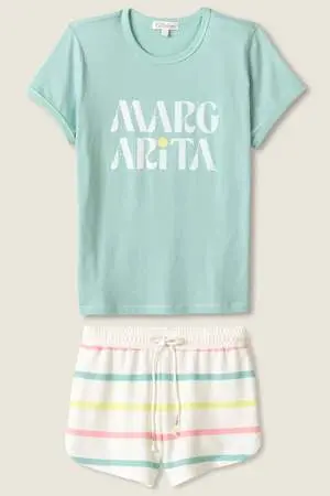 PJ Salvage Super-soft Cotton Limes & Sunshine Lounge Shorts Pajama Set