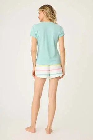 PJ Salvage Super-soft Cotton Limes & Sunshine Lounge Shorts Pajama Set