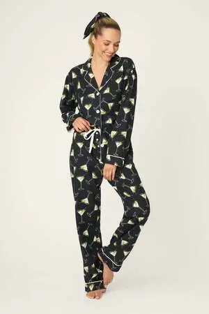 PJ Salvage Super-soft Cotton Merrier With A Martini 3-piece Flannel Pajama Set
