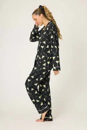 PJ Salvage Super-soft Cotton Merrier With A Martini 3-piece Flannel Pajama Set