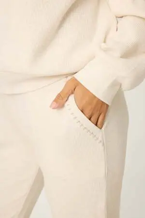 PJ Salvage Cross Stitch Casuals Lounge Pajama Set - Light Beige