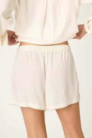 PJ Salvage Embroidered Linen Blend Shorts
