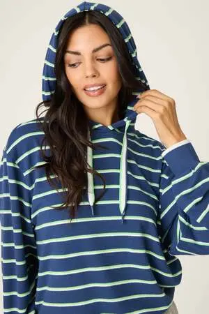 PJ Salvage Striped Hoodie With Drawstring - One-color