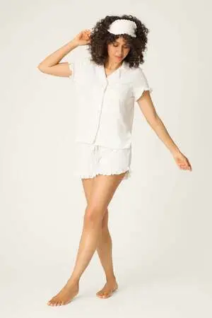PJ Salvage Pointelle Essentials 3-piece Shorts Pajama Set - Ivory