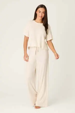 PJ Salvage Textured Essentials Long Lounge Pajama Set - Stone