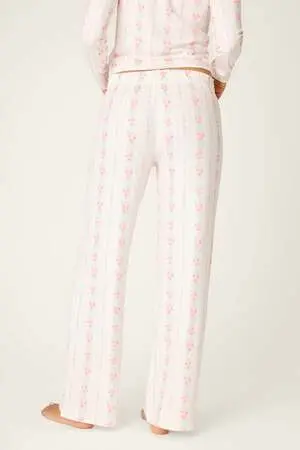 PJ Salvage Floral Print Double Brushed Pointelle Pajama Pants