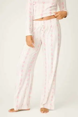 PJ Salvage Floral Print Double Brushed Pointelle Pajama Pants