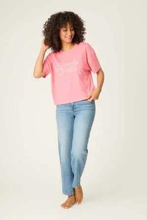 PJ Salvage Western Blooms "howdy Darlin" Graphic Print Slub Jersey T-shirt