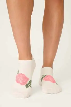 PJ Salvage Western Blooms Rose Stripe 3-pack Ankle Socks