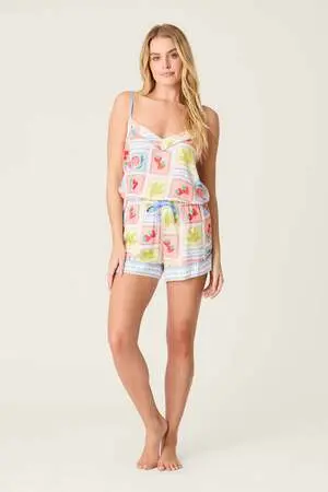 PJ Salvage Fruit Print Rayon Sateen Shorts