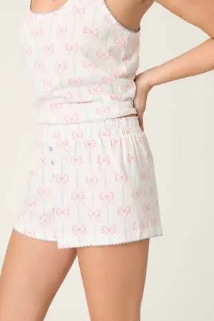 PJ Salvage Printed Cotton Pajama Shorts With Bow Detail