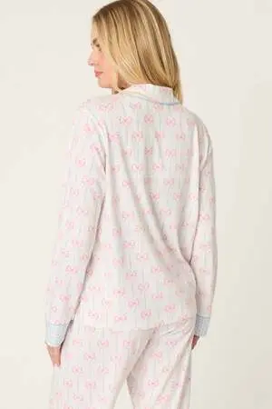 PJ Salvage Cotton Modal Jersey Bow Print Pajama Shirt