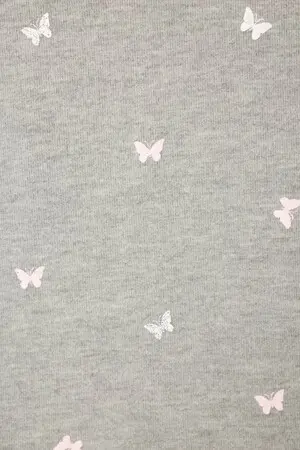 PJ Salvage Heather Grey Butterfly Print Crewneck Top