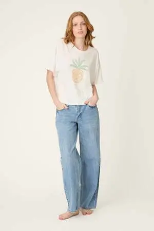 PJ Salvage Cotton Slub "viva La Vida" Pineapple T-shirt