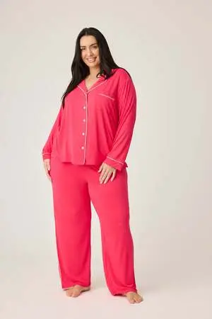 PJ Salvage Day Dreams 3-piece Modal Pajama Set Plus Size - Ruby Red