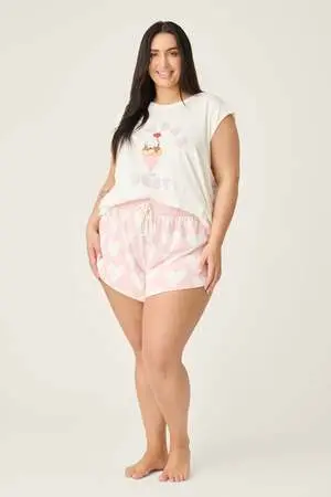 PJ Salvage Super-soft Cotton Sundae Best Lounge Pajama Set Plus Size - Blush