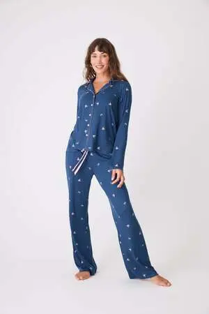 PJ Salvage Embroidered Long Sleeve Notch Collar Top