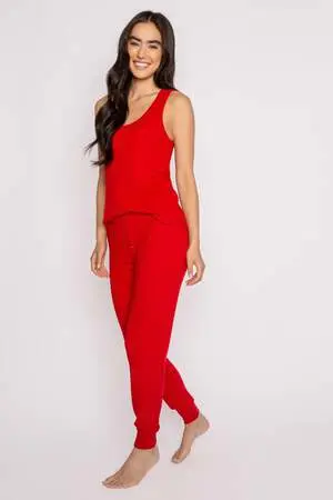 PJ Salvage Textu Essentials Tank Top Lounge Pajama Set - Red
