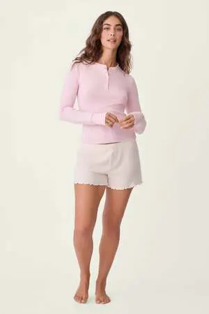 PJ Salvage Back To Basics Pointelle Long Sleeve Henley Top