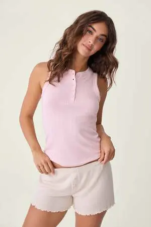 PJ Salvage Pointelle Button-up Tank