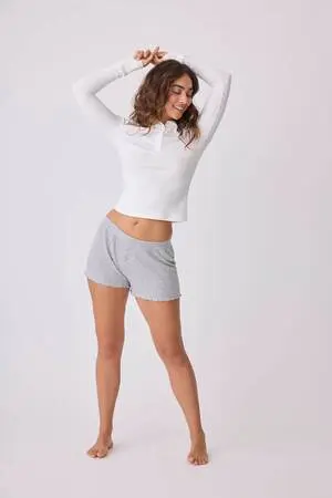 PJ Salvage Back To Basics Pointelle Henley Long Sleeve Top
