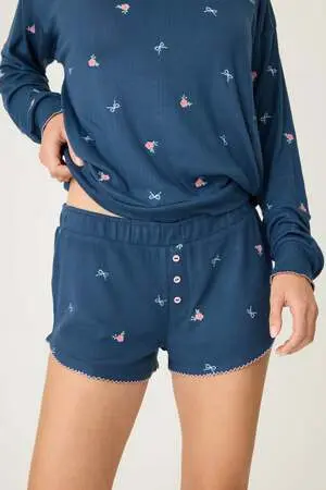 PJ Salvage English Rose Embroidered Sleep Shorts