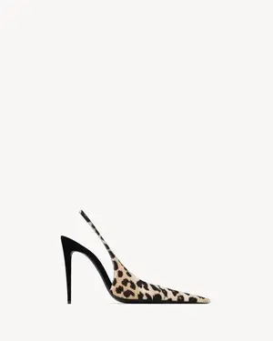 Saint Laurent Guermantes Slingback Pumps In Pony-hair Leather - Leopard