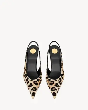 Saint Laurent Guermantes Slingback Pumps In Pony-hair Leather - Leopard