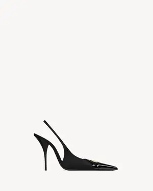Saint Laurent Patent Leather And Satin Slingback Pumps
