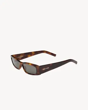 Saint Laurent Rectangular Tortoiseshell Sunglasses - Medium Havana
