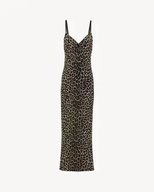 Saint Laurent Print Tulle Slip Dress - Leopard
