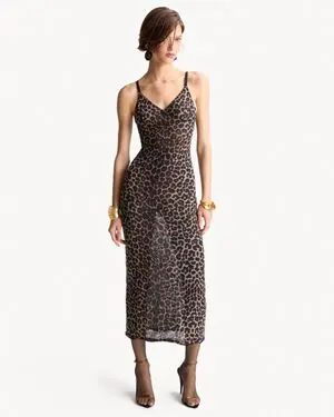 Saint Laurent Print Tulle Slip Dress