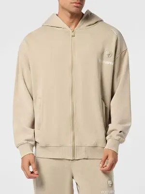 PLEIN SPORT Zip-up Hooded Sweatshirt - Beige