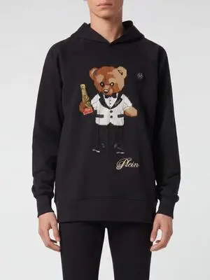 Philipp Plein Teddy Bear Print Cotton Hoodie - Black
