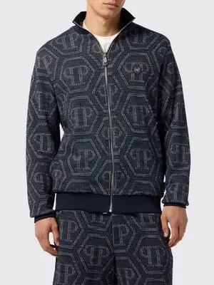 Philipp Plein Bomber Jacket With All-over Monogram Print - Navy