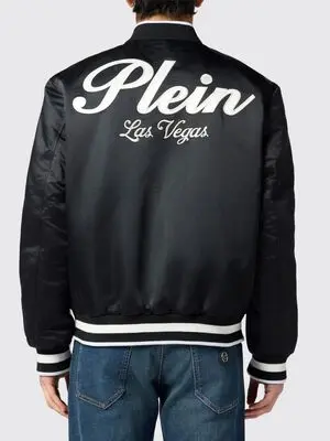 Philipp Plein Shiny Satin Varsity Padded Bomber Jacket
