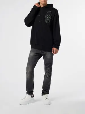 Philipp Plein Embellished Skull Hooded Sweatshirt