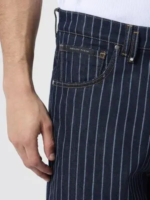 Philipp Plein Striped Denim Shorts