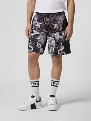 Philipp Plein Graphic Print Jersey Shorts - Black