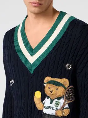 Philipp Plein Tennis Club Embroidered Sweater - Navy