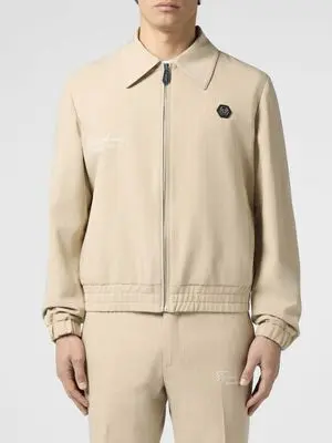 Philipp Plein Polyester Bomber Jacket With Pin Stripe Pattern