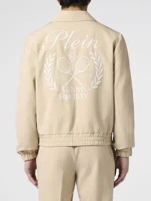 Philipp Plein Polyester Bomber Jacket With Pin Stripe Pattern