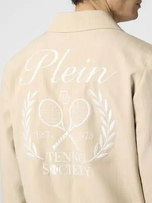 Philipp Plein Polyester Bomber Jacket With Pin Stripe Pattern