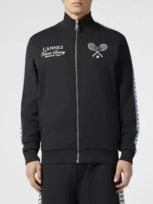 Philipp Plein Zip-up Jacket With Tennis Graphics - Black