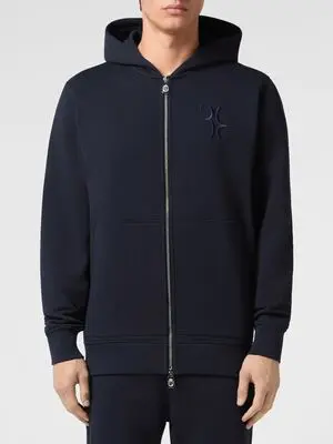 BILLIONAIRE Cotton Zip-up Hoodie With Embroidered Logo - Blue