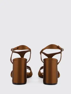 JIMMY CHOO Kesia Satin T-strap High Block Heel Sandals - Bronze