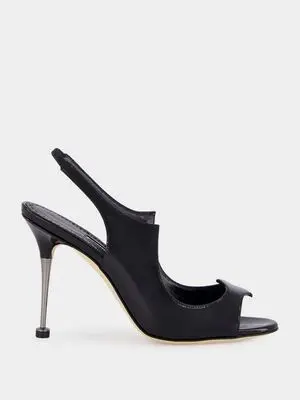 Manolo Blahnik Patent Leather Slingback High-heeled Sandals - Black