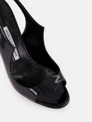 Manolo Blahnik Patent Leather Slingback High-heeled Sandals