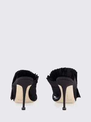Manolo Blahnik Danteuil Pleated Silk Mules With Crystal Embellishment - Black