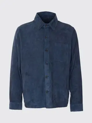 ARMA Suede Leather Shirt With French Collar And Patch Pockets